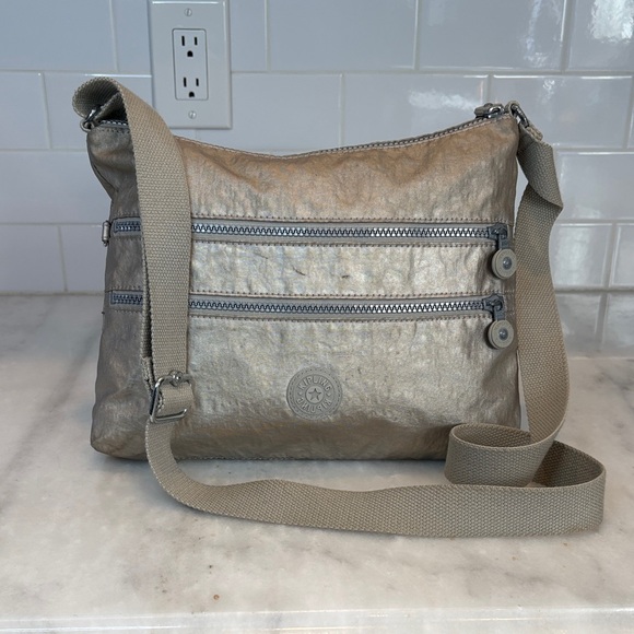 Kipling | Bags | Kipling Alvar Crossbody Bag Metallic Gold Nylon ...